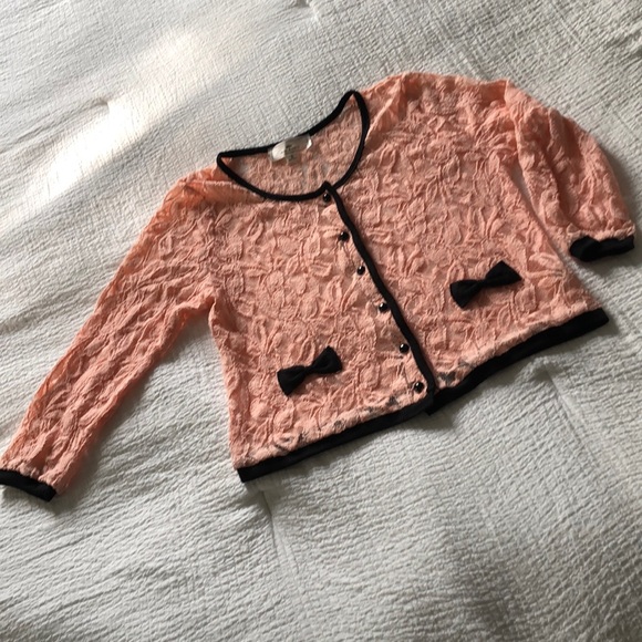 Iris Basic | Tops | Iris Basic Pink Sheer Lace Cropped Top Small | Poshmark